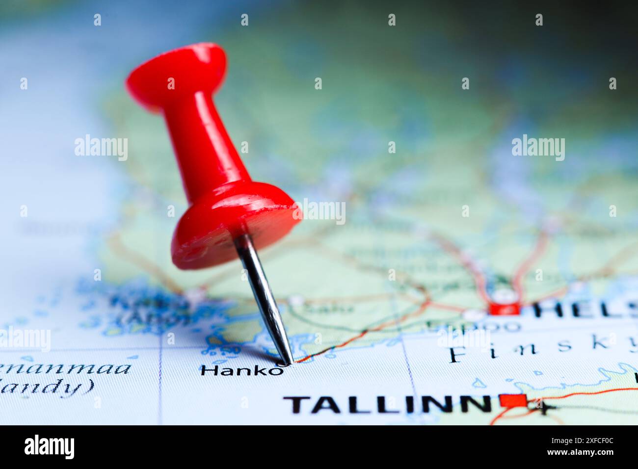 Hanko, Finland pin on map Stock Photo - Alamy