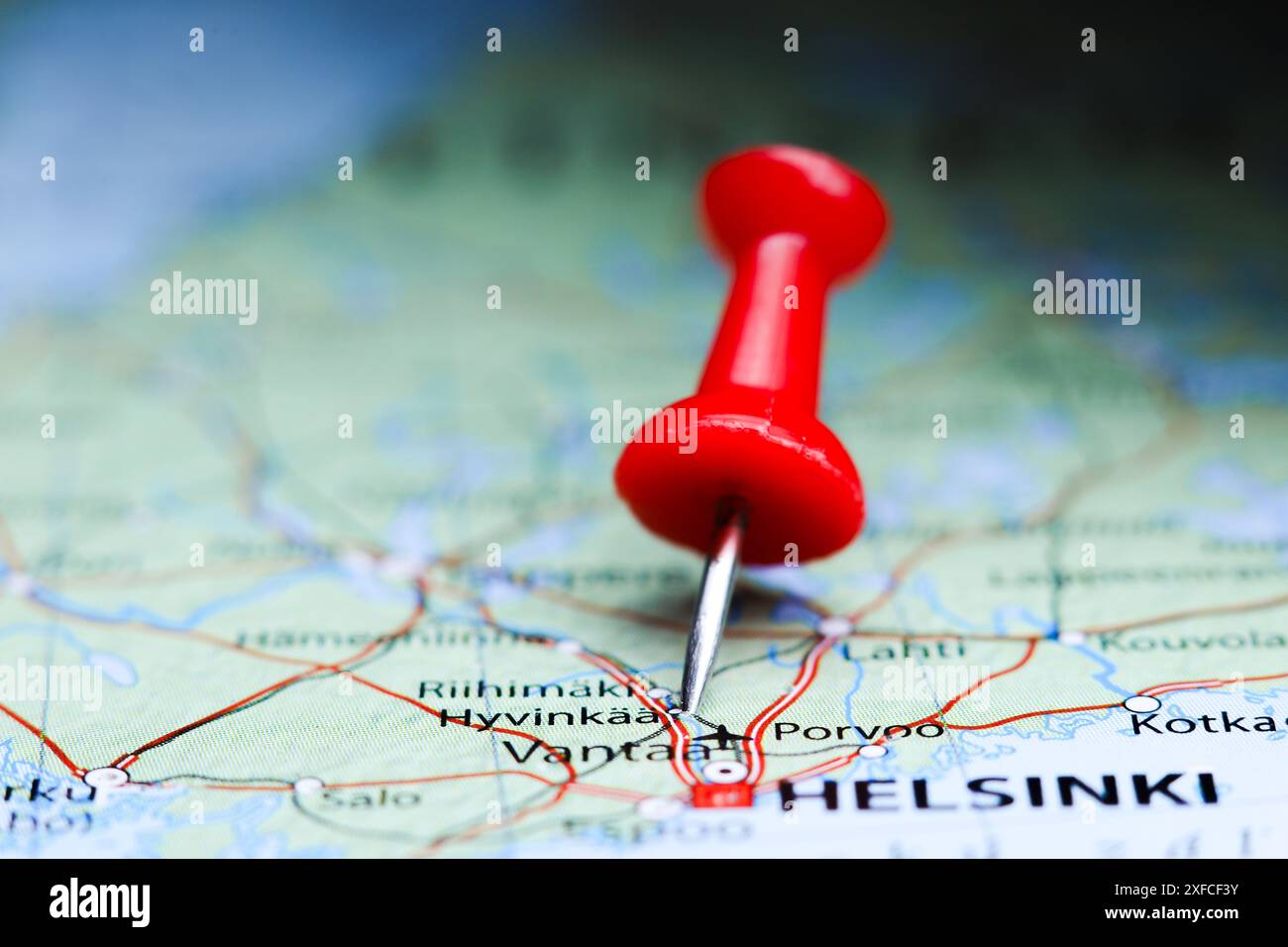 Hyvinkaa, Finland pin on map Stock Photo - Alamy