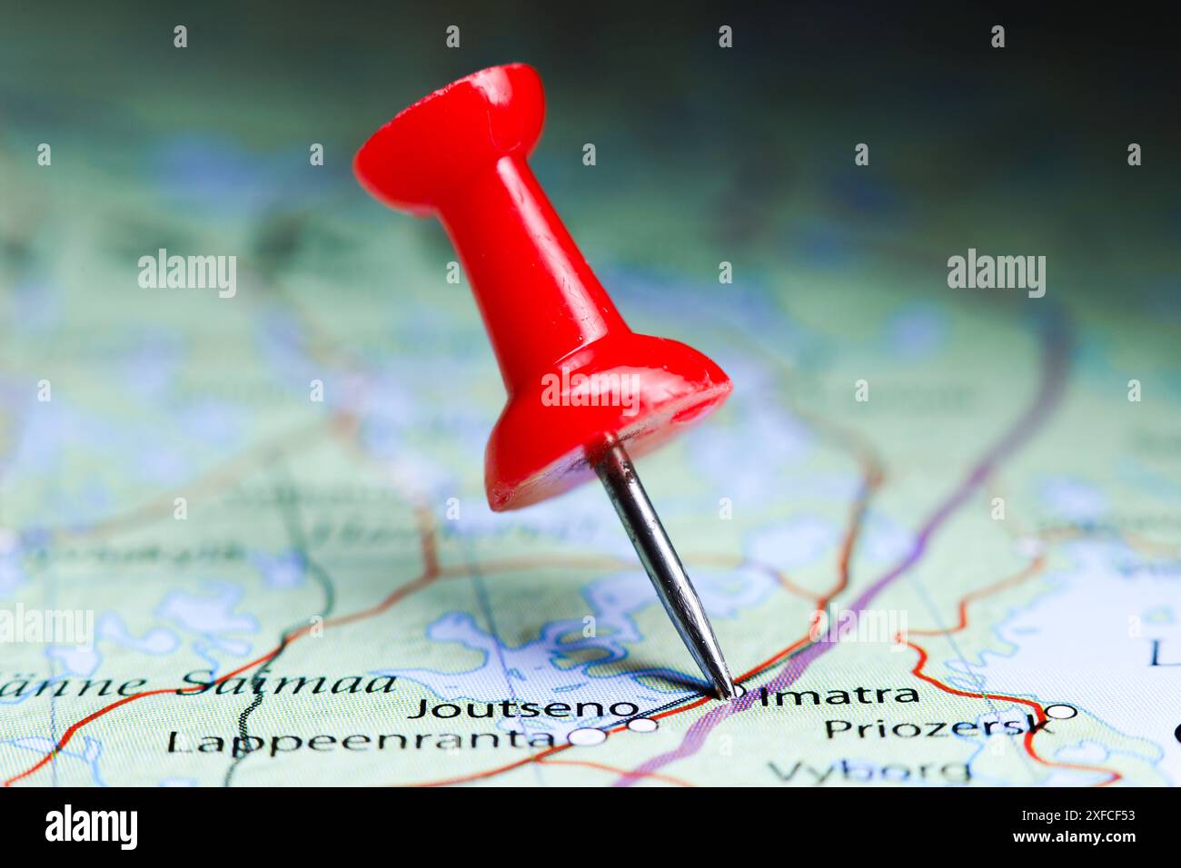 Imatra, Finland pin on map Stock Photo - Alamy