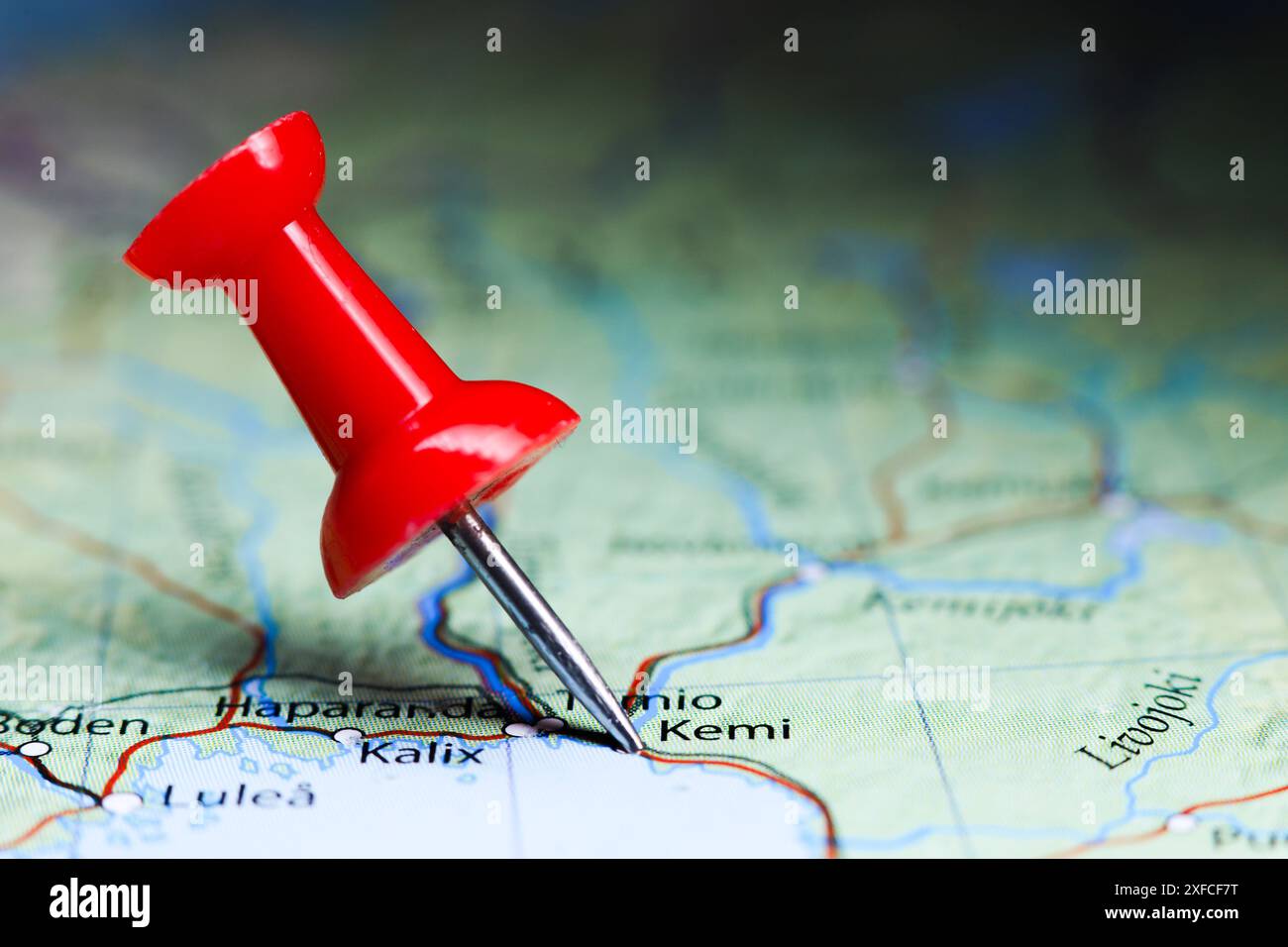Kemi, Finland pin on map Stock Photo - Alamy
