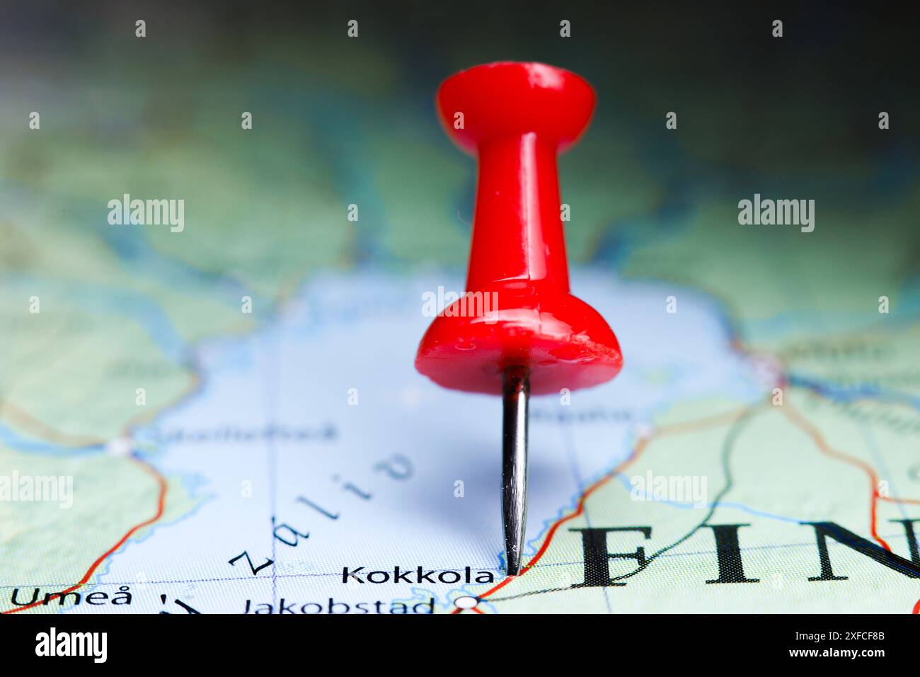 Kokkola, Finland pin on map Stock Photo - Alamy