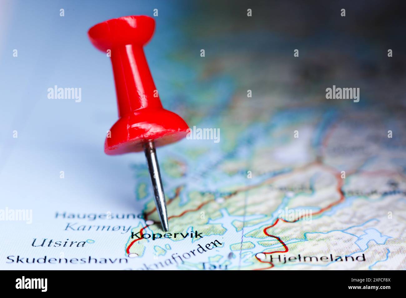 Kopervik, Norway pin on map Stock Photo - Alamy