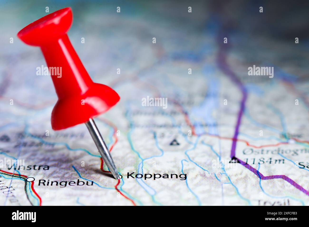 Koppang, Norway pin on map Stock Photo - Alamy