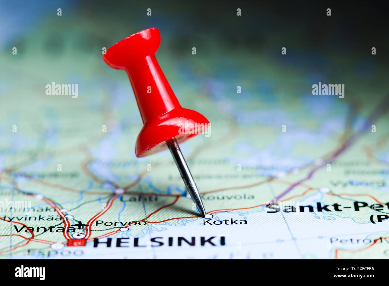 Kotka, Finland pin on map Stock Photo - Alamy
