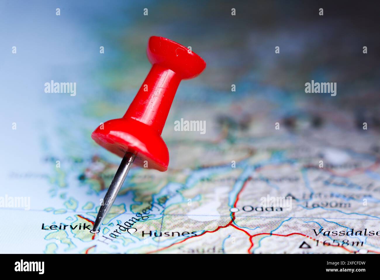 Leirvik, Norway pin on map Stock Photo - Alamy