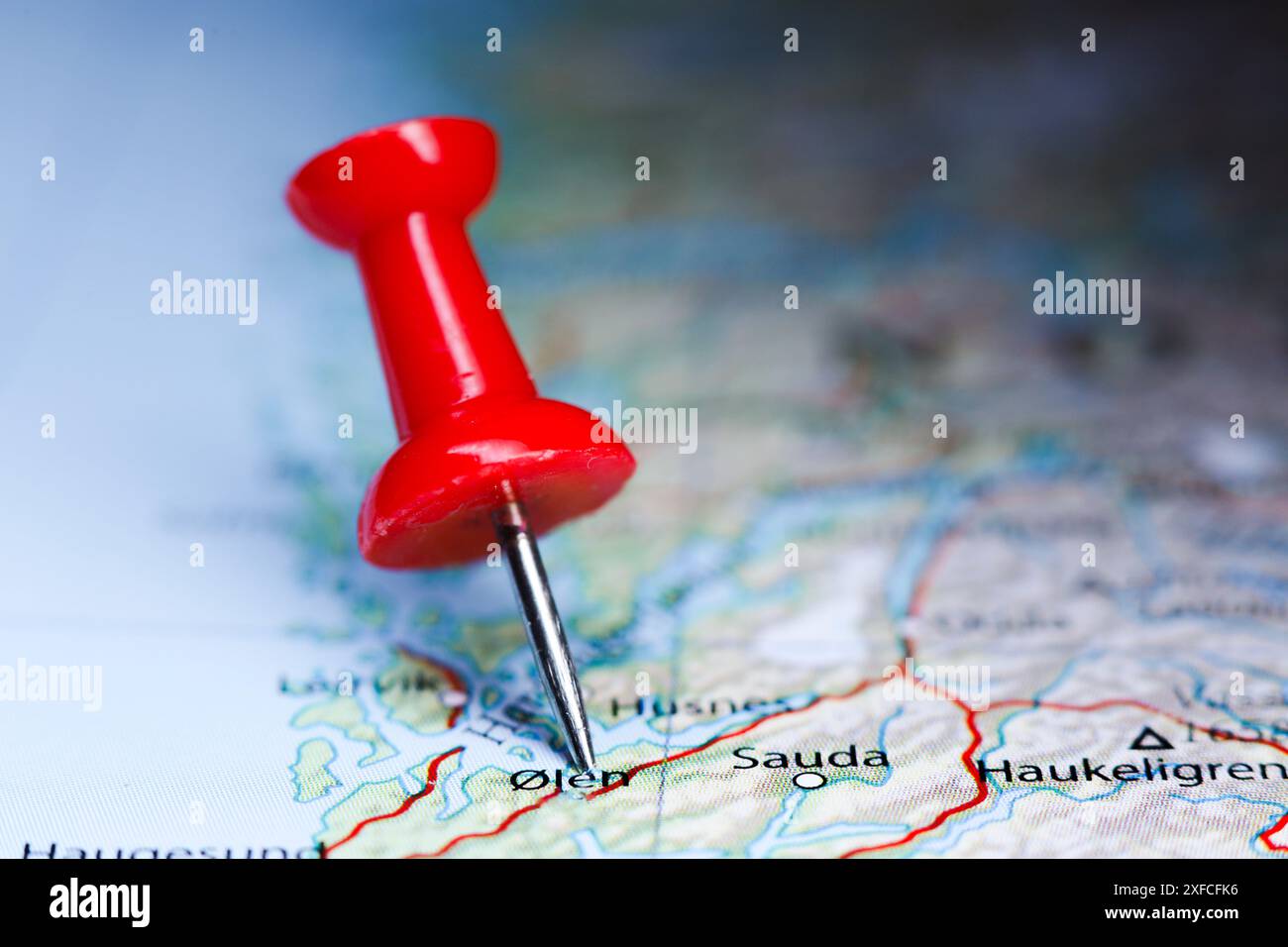 Ojen, Norway pin on map Stock Photo - Alamy