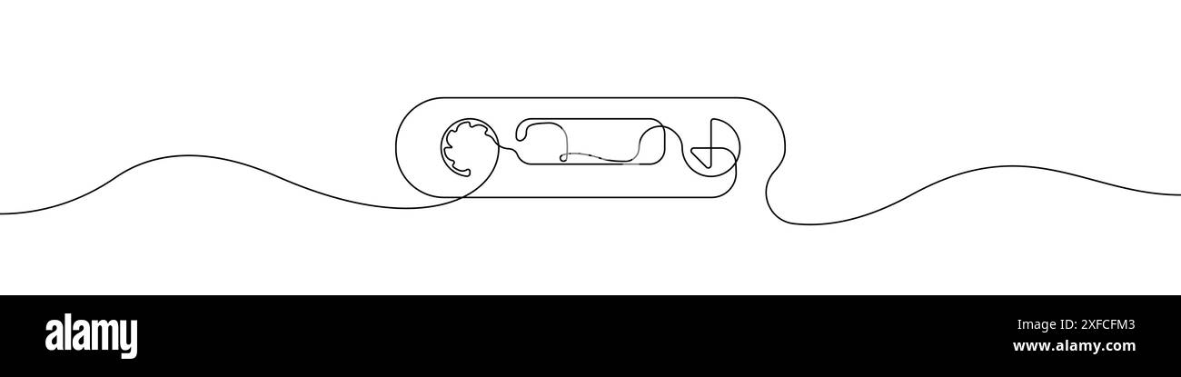 Outline tape player vector. Vintage cassette one endless line vector ...
