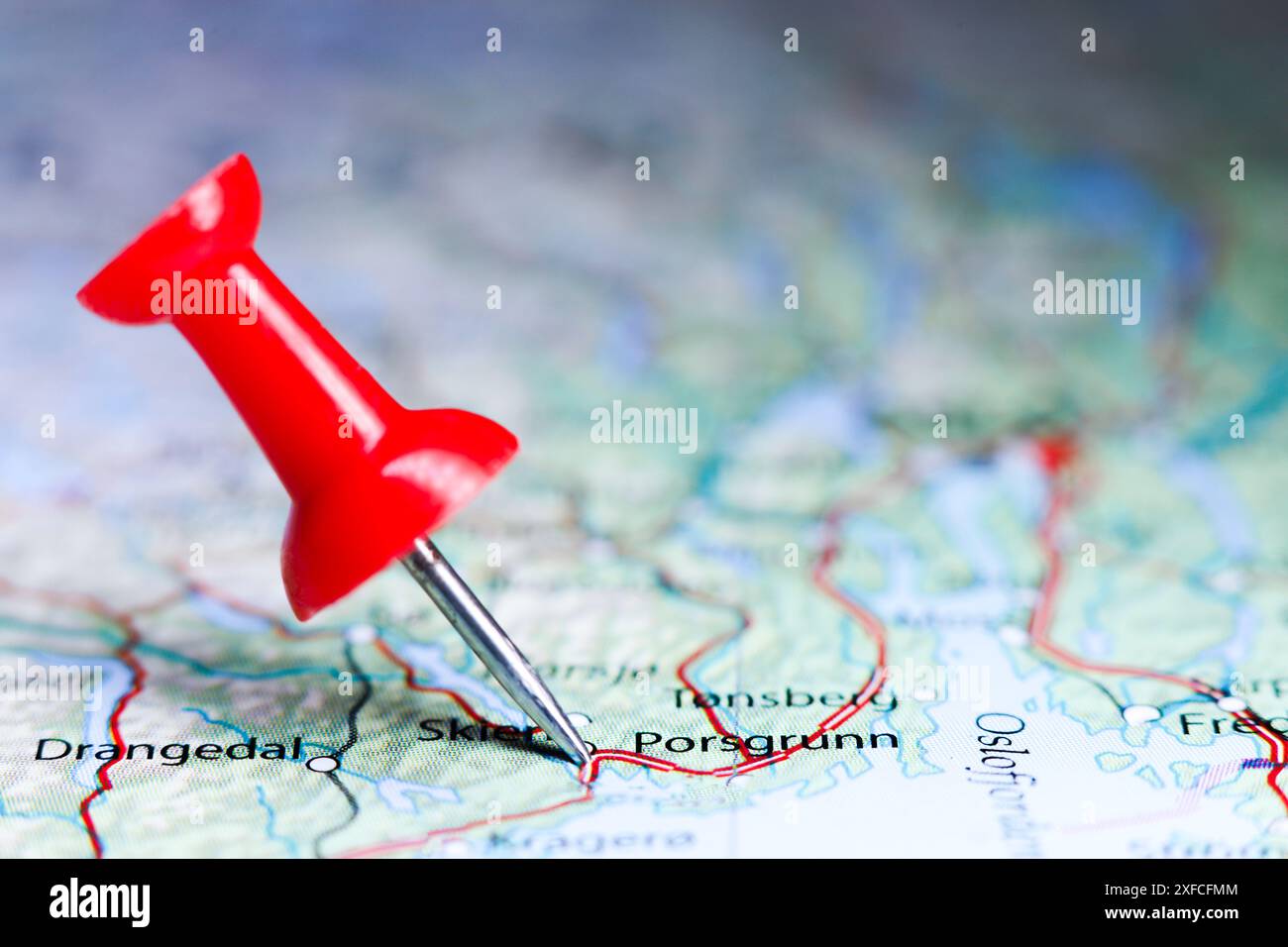 Porsgrunn, Norway pin on map Stock Photo - Alamy