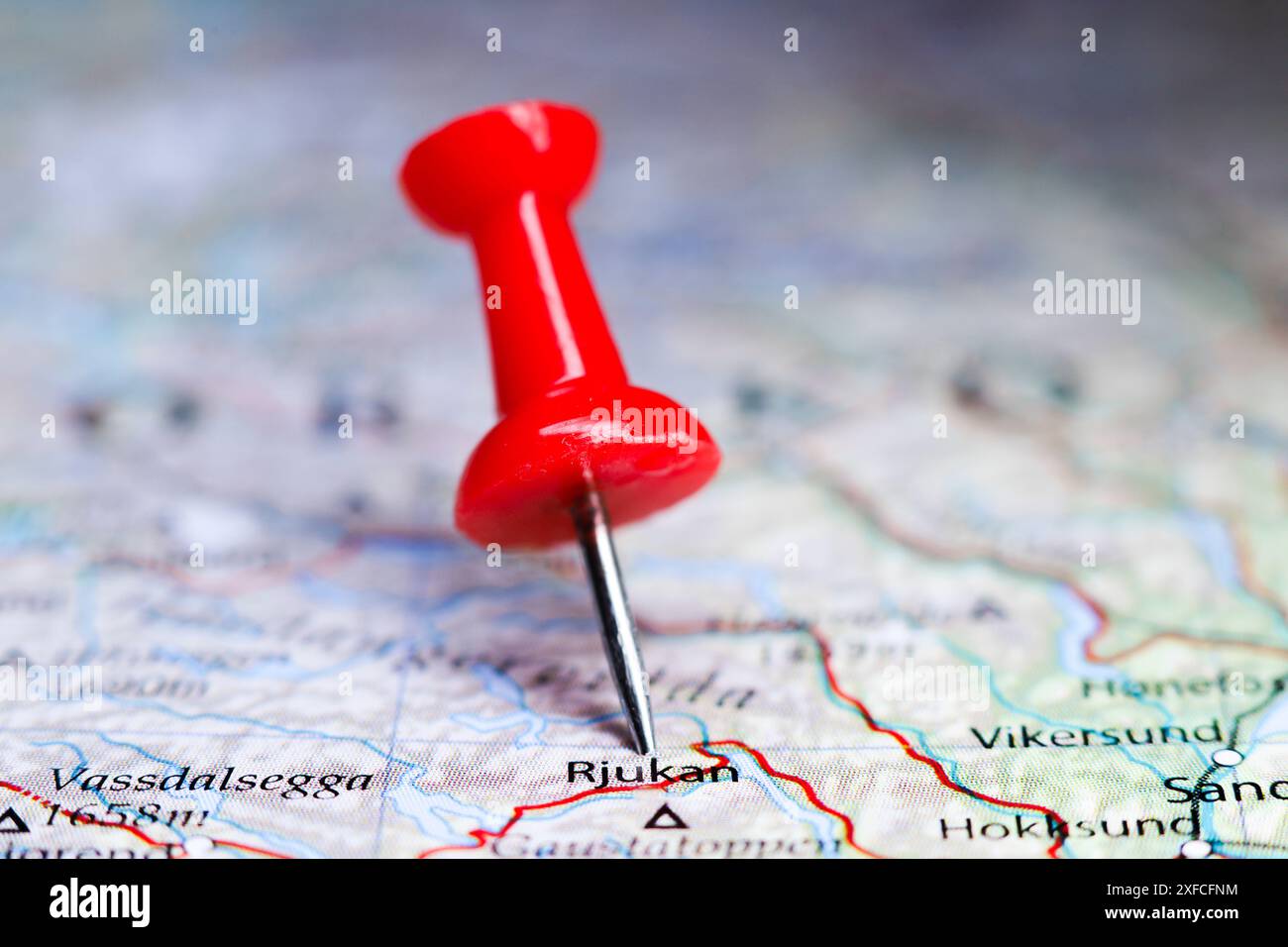 Rjukan, Norway pin on map Stock Photo - Alamy