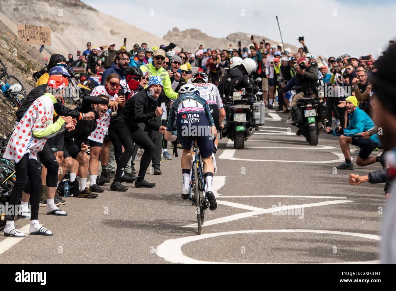 Col Du Galibier, Turin, France. 2nd July, 2024. Tadej Pogacar and Jonas ...