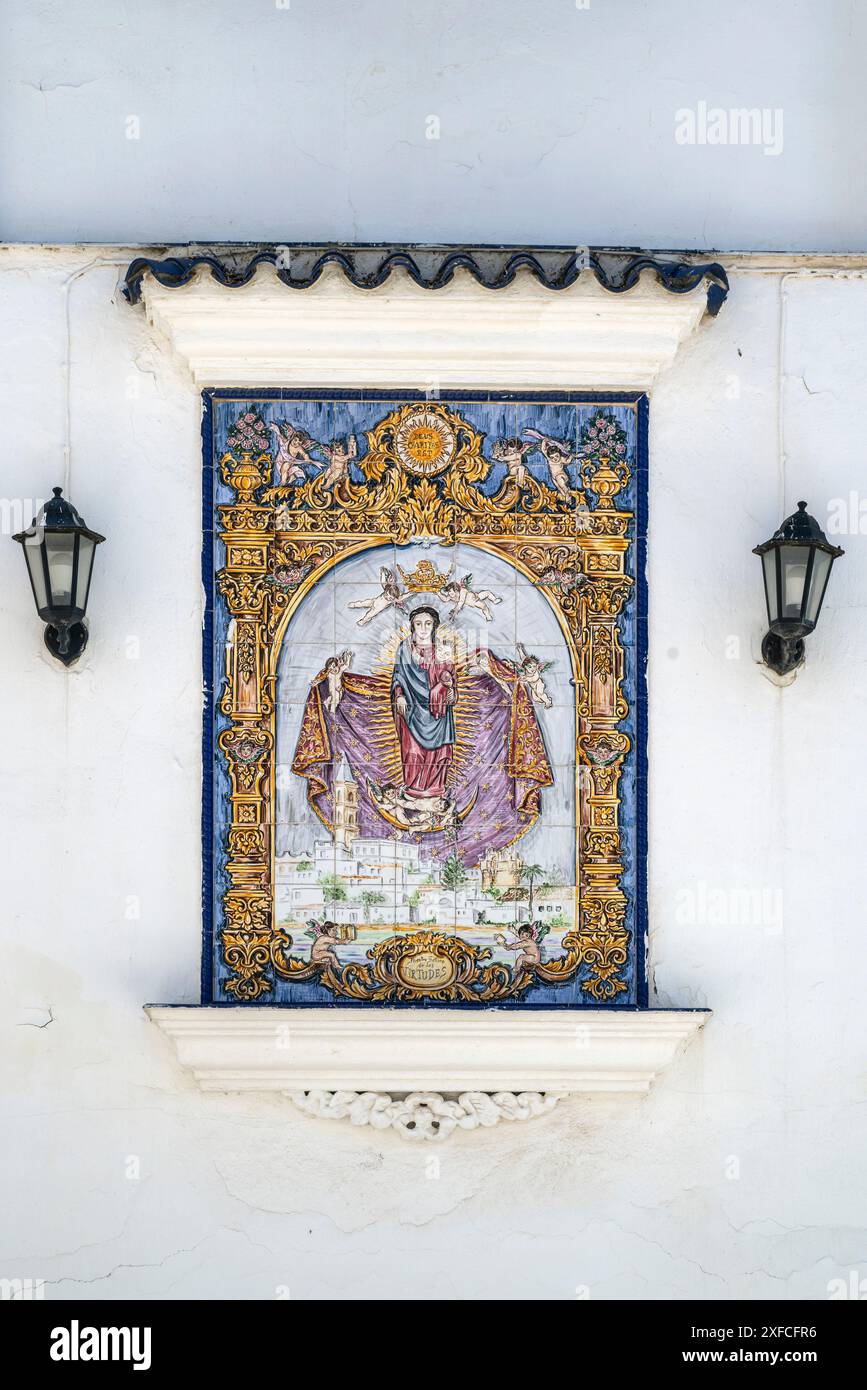 Religious ceramic altarpiece of Virgin Mary, Conil de la Frontera ...