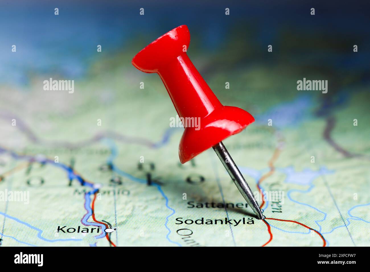 Sodankyla, Finland pin on map Stock Photo - Alamy