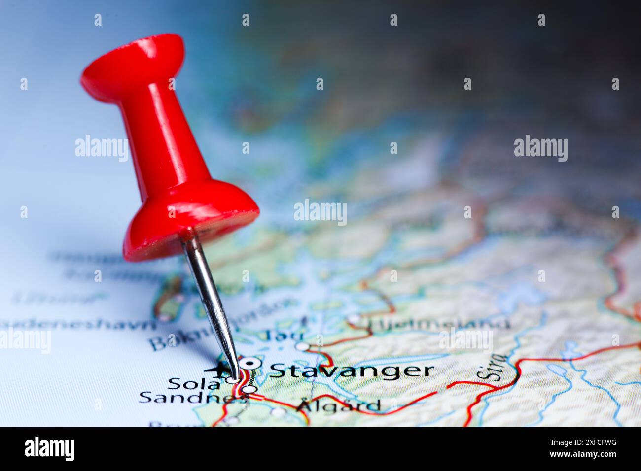 Sola, Norway pin on map Stock Photo - Alamy