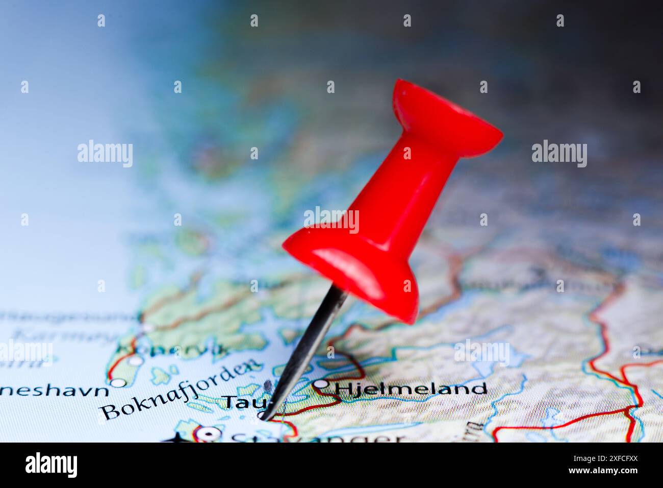 Tau, Norway pin on map Stock Photo - Alamy