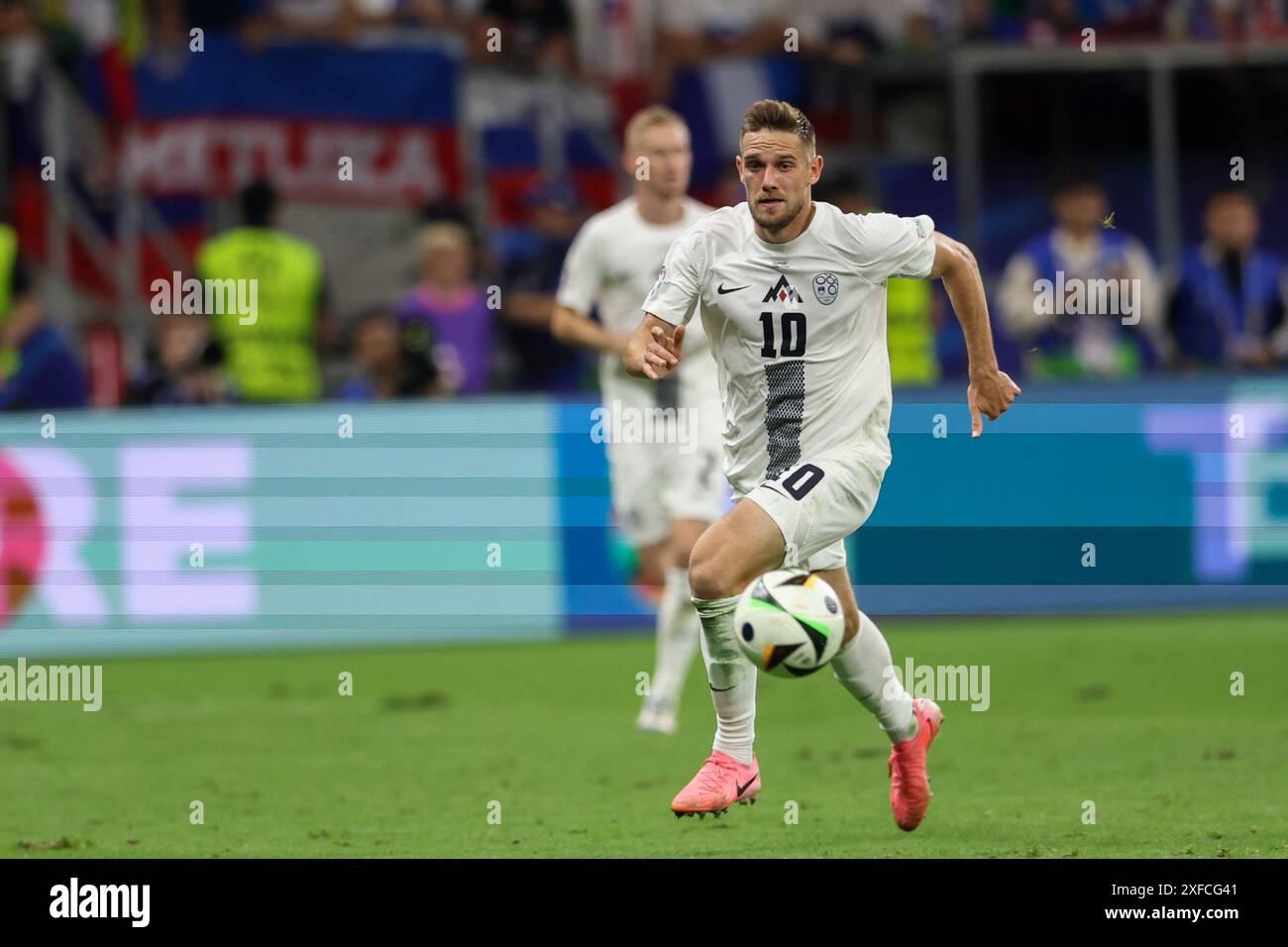 Timi Max Elsnik of Slovenia in action during the UEFA EURO 2024 match ...
