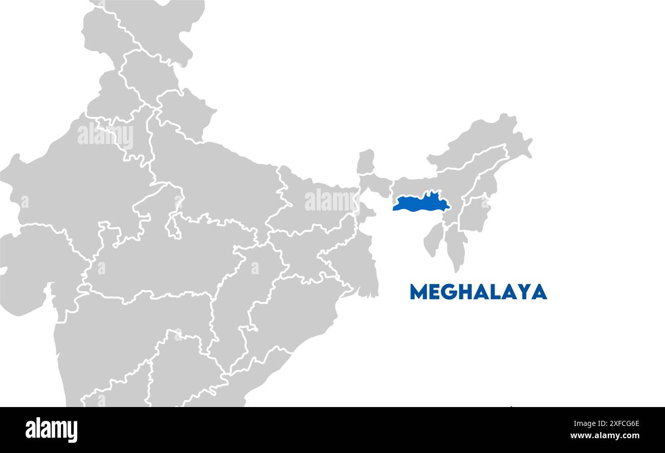 Meghalaya Map on focus1, State of India, Republic of India, government ...