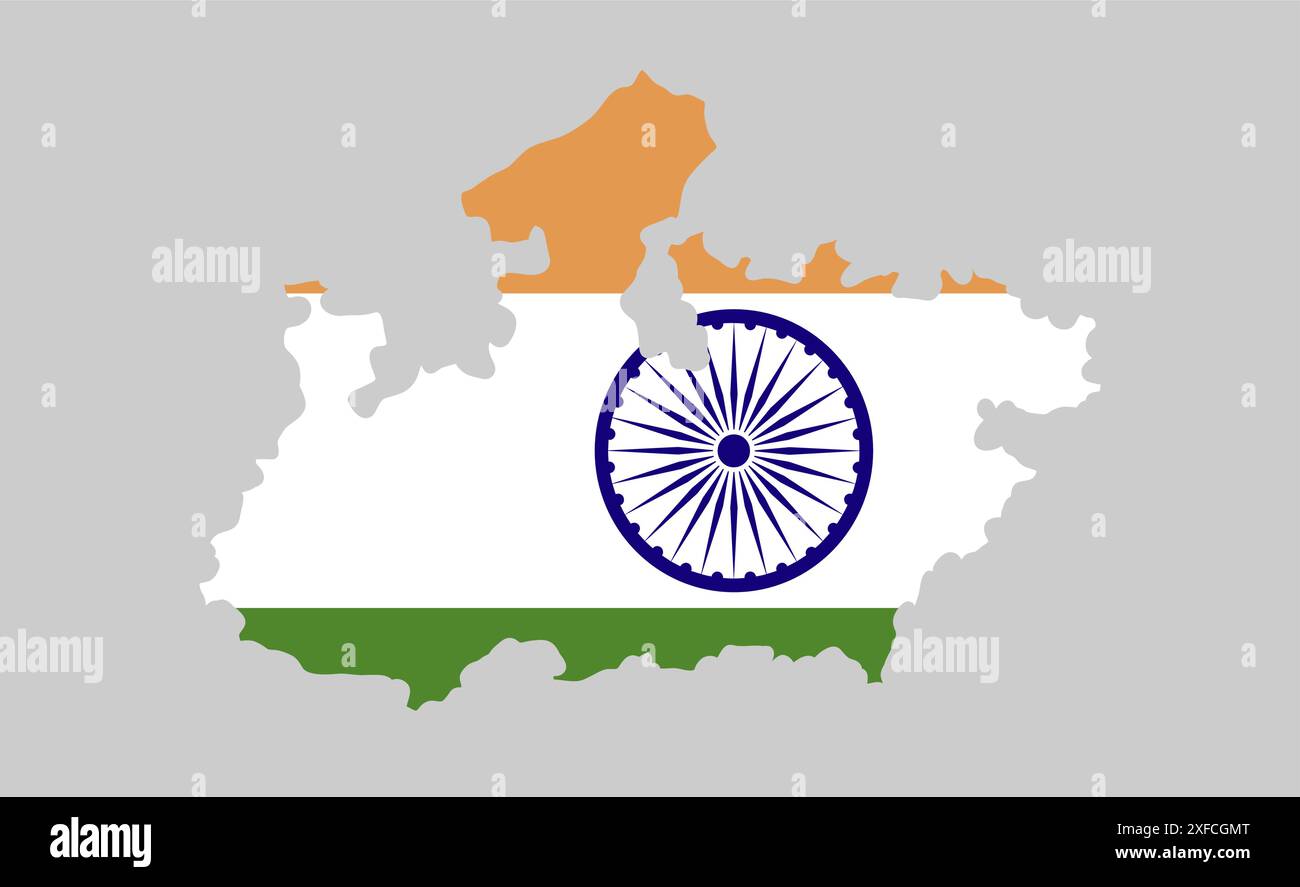 Madhya Pradesh Map with Indian flag1, State of India, Republic of India ...