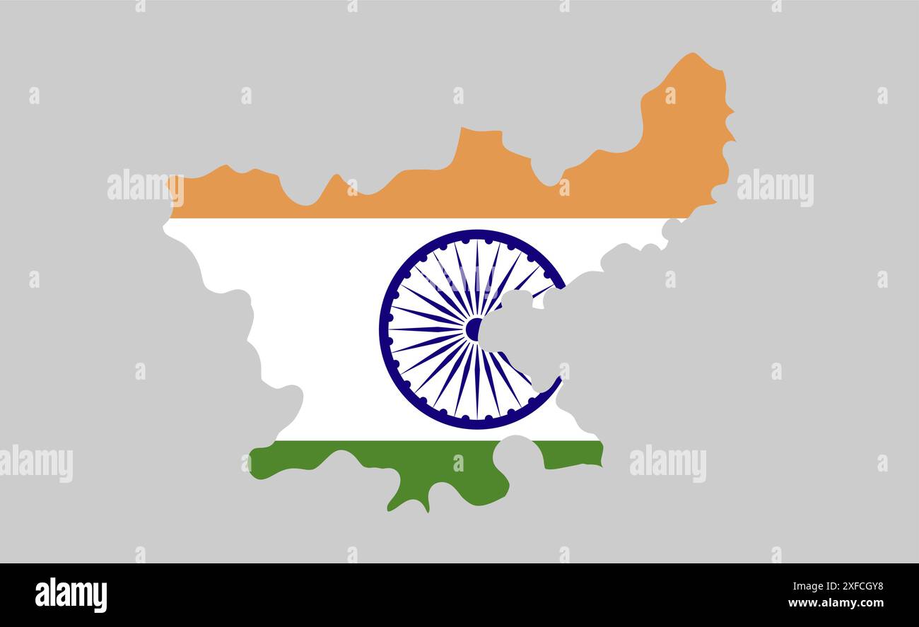 Jharkhand Map with Indian flag1, State of India, Republic of India ...