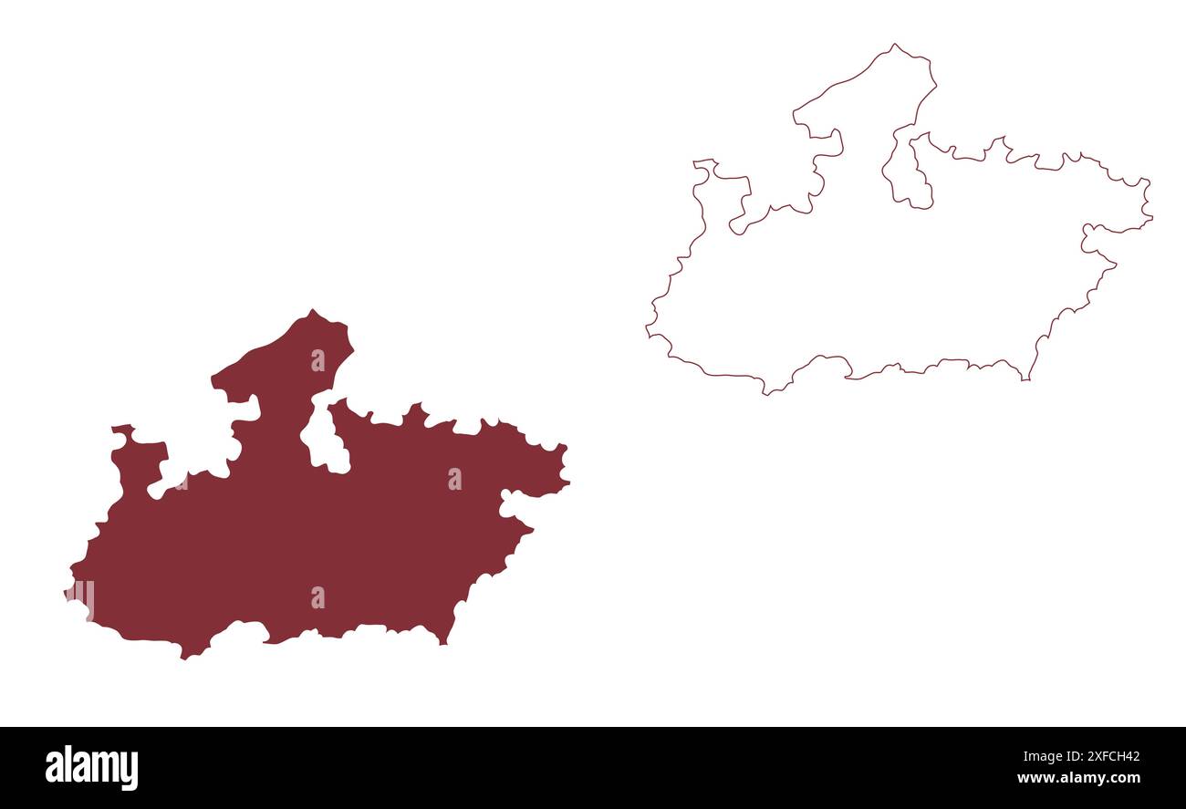 Madhya Pradesh State Map vector1, State of India, Republic of India ...