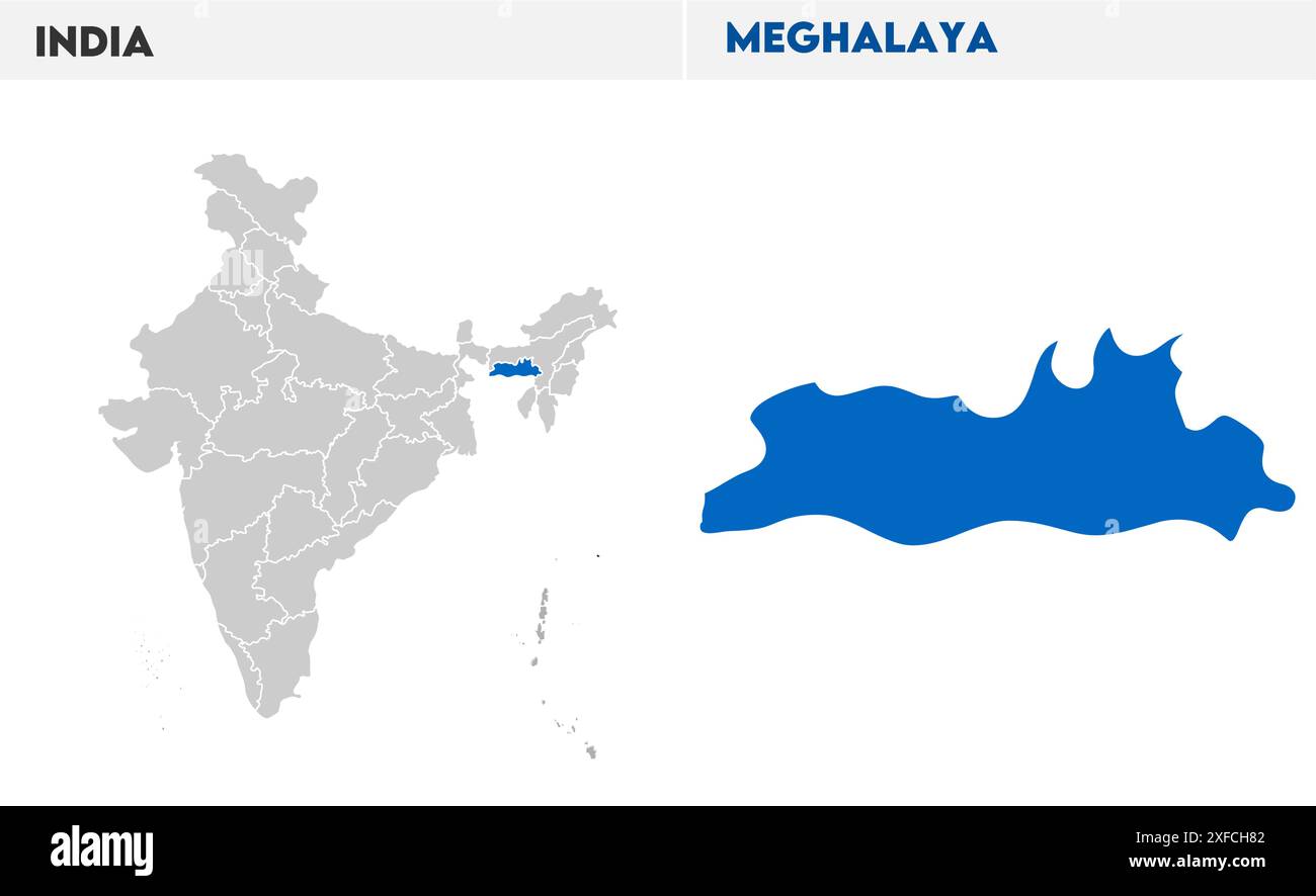 Meghalaya map illustration1, State of India, Republic of India ...
