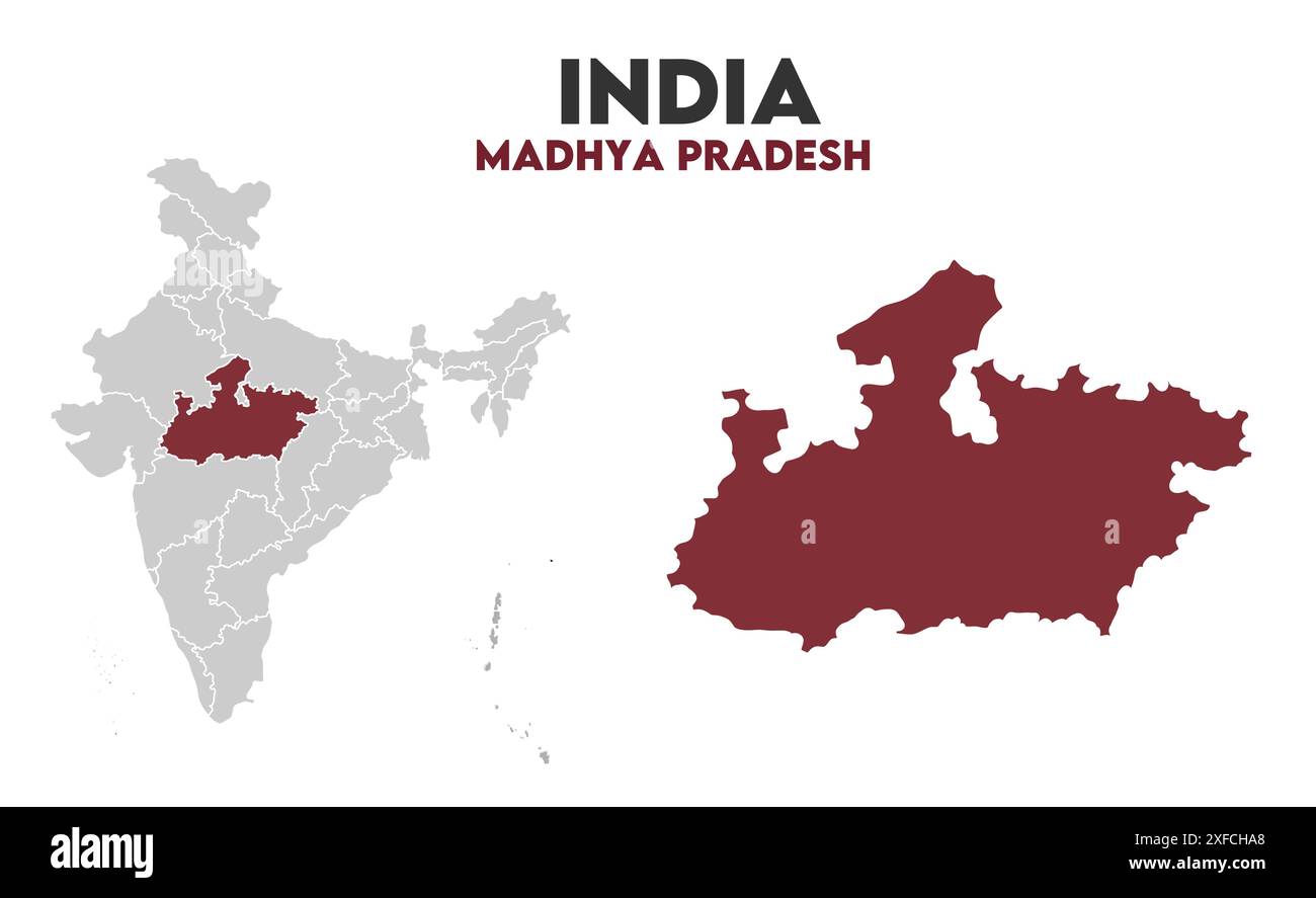 Madhya Pradesh Map graphic1, State of India, Republic of India ...