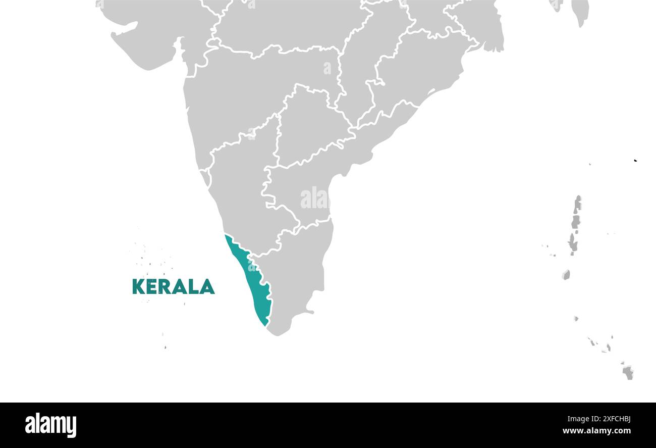 Kerala Map on focus1, State of India, Republic of India, government ...