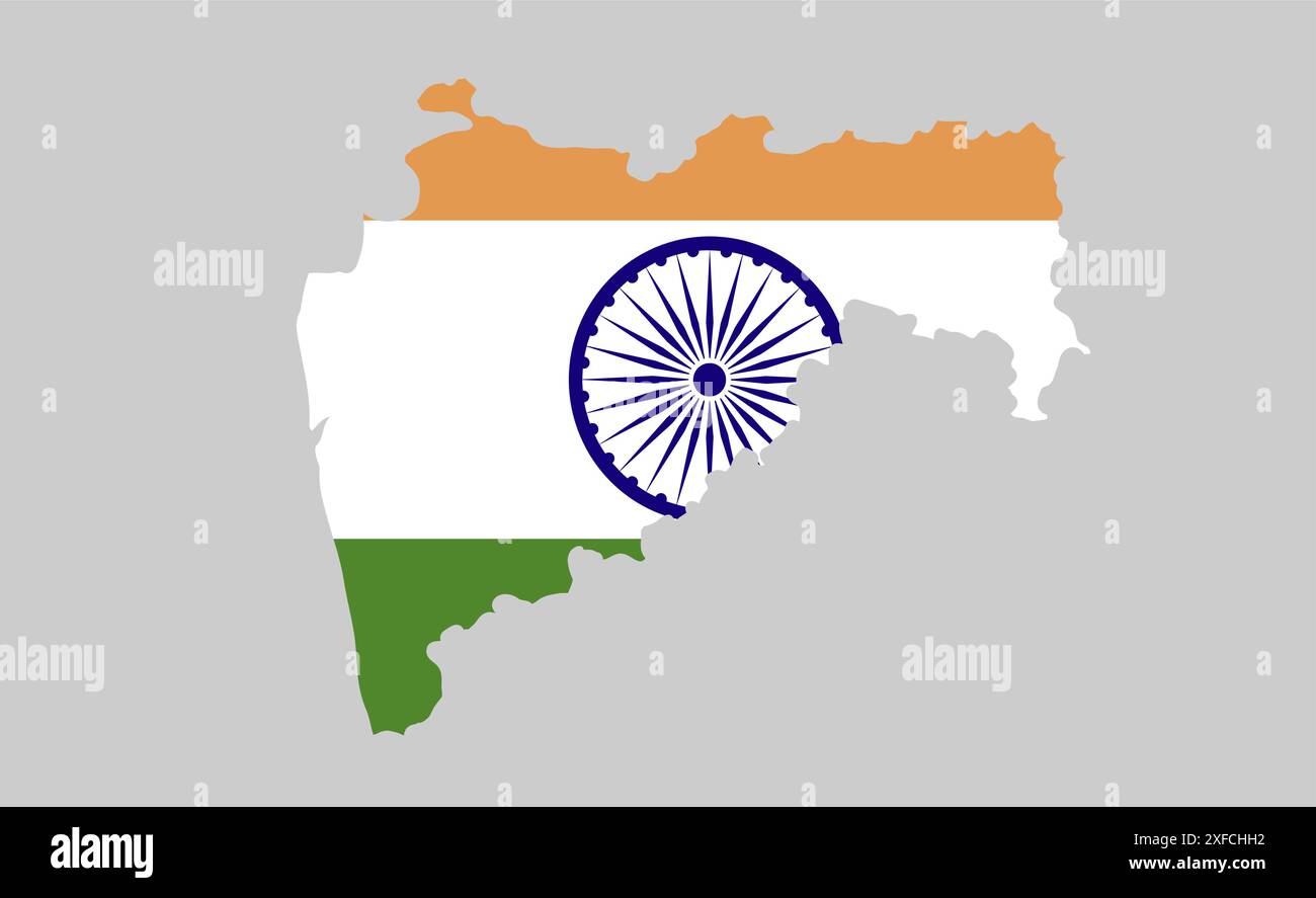 Maharashtra Map with Indian flag1, State of India, Republic of India ...