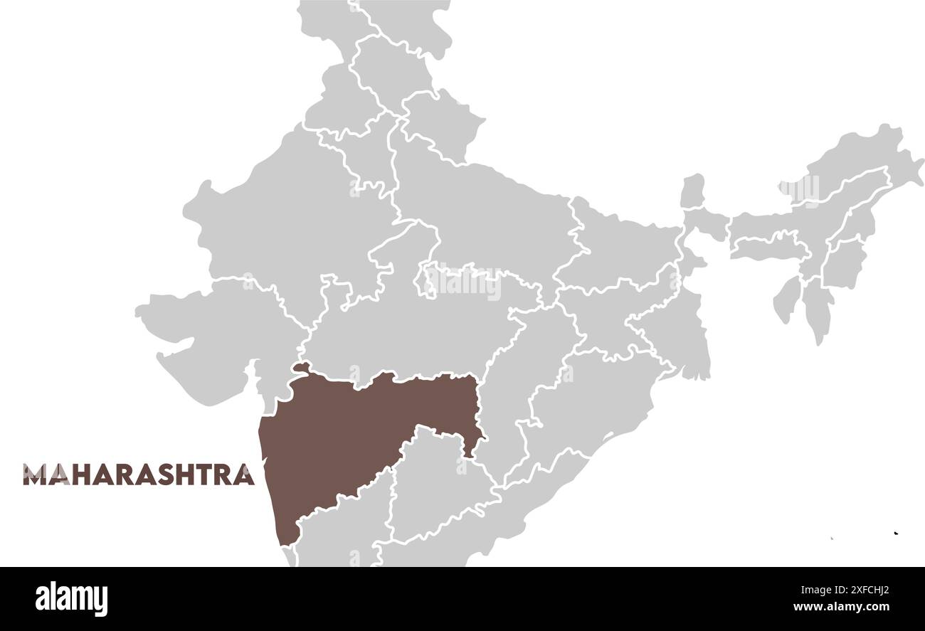 Maharashtra Map on focus1, State of India, Republic of India ...
