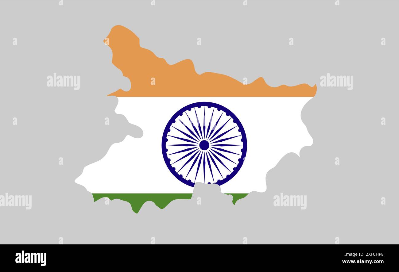 Bihar Map with Indian flag1, State of India, Republic of India ...