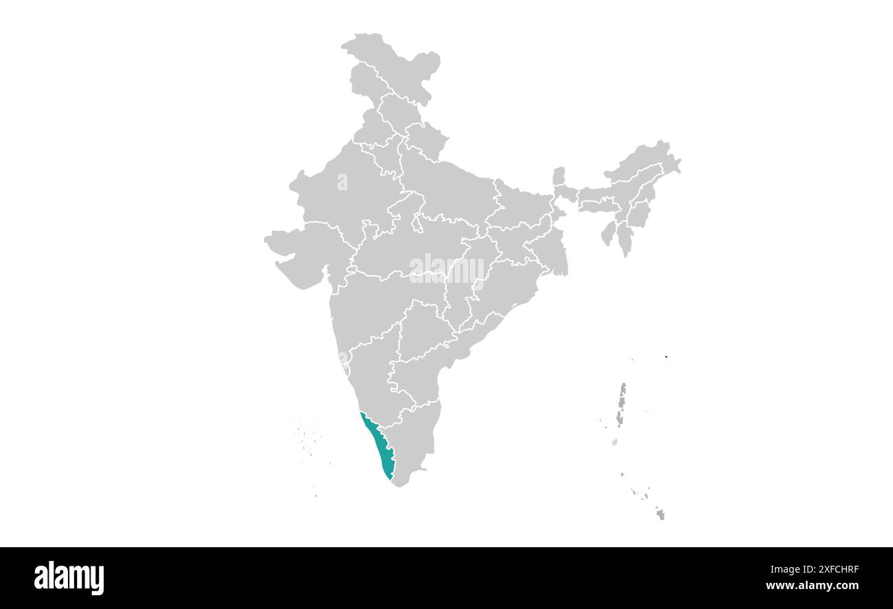 Kerala political map1 hi-res stock photography and images - Alamy