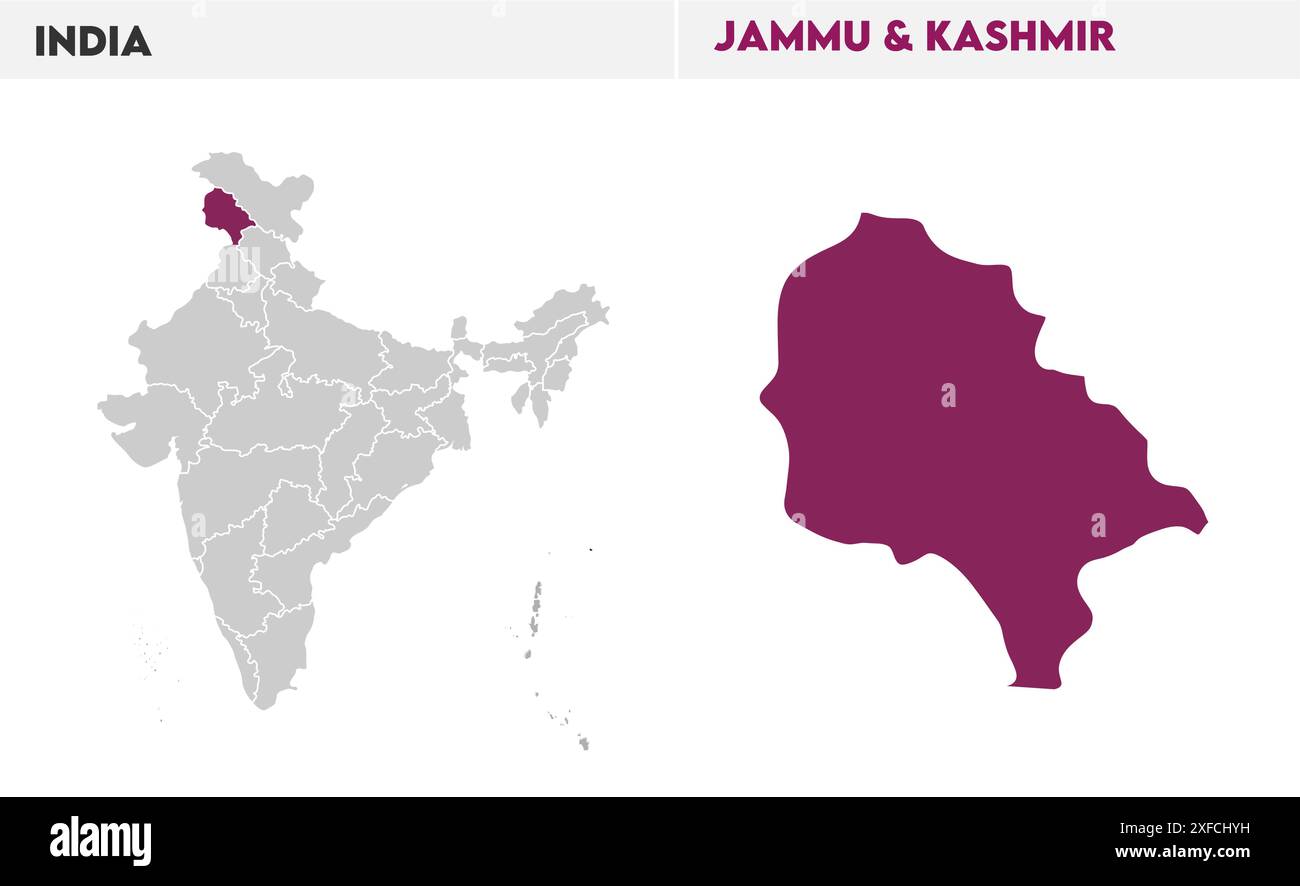 Jammu and Kashmir map illustration1, State of India, Republic of India ...