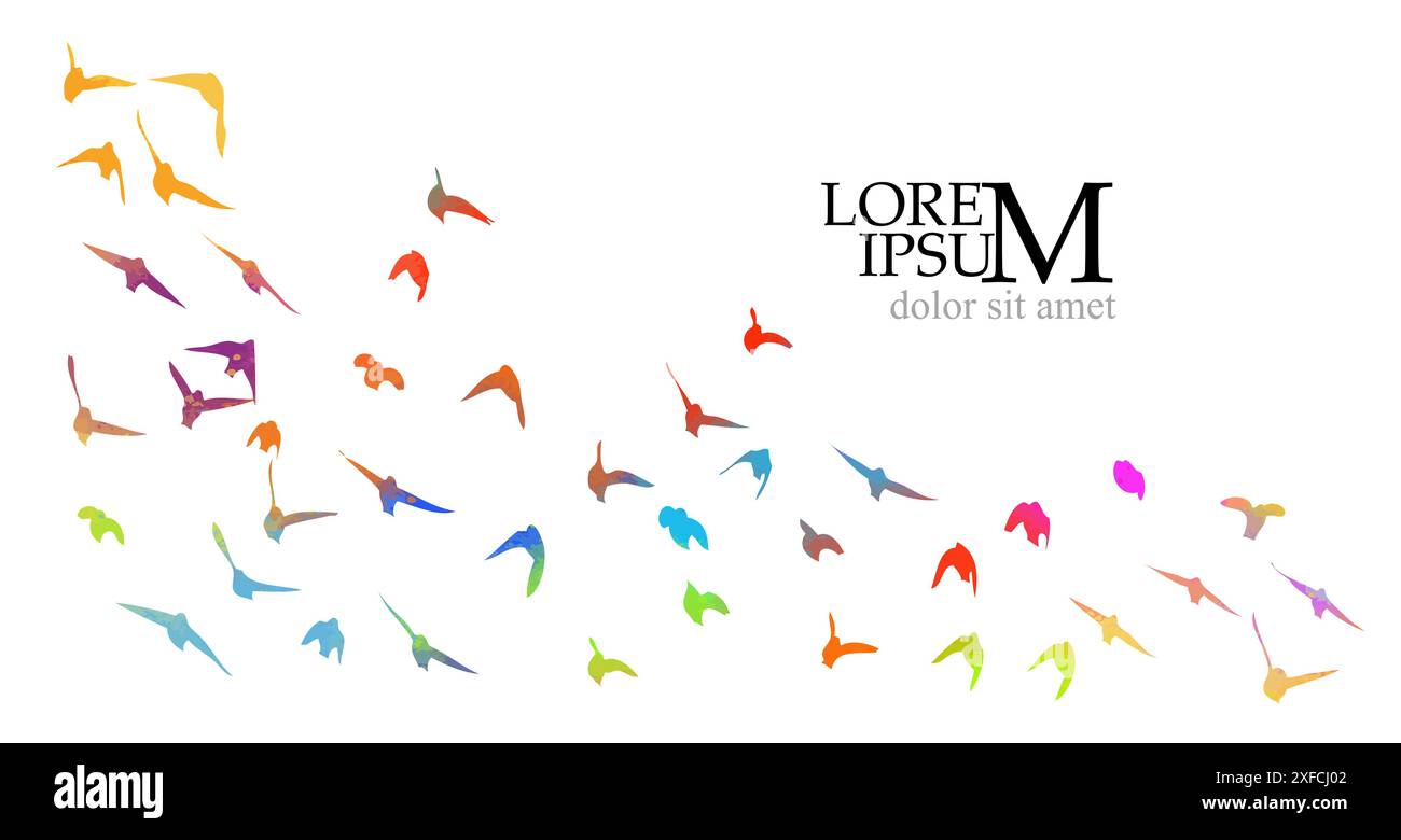Colored birds. A flock of flying rainbow birds. Not AI, Vector ...