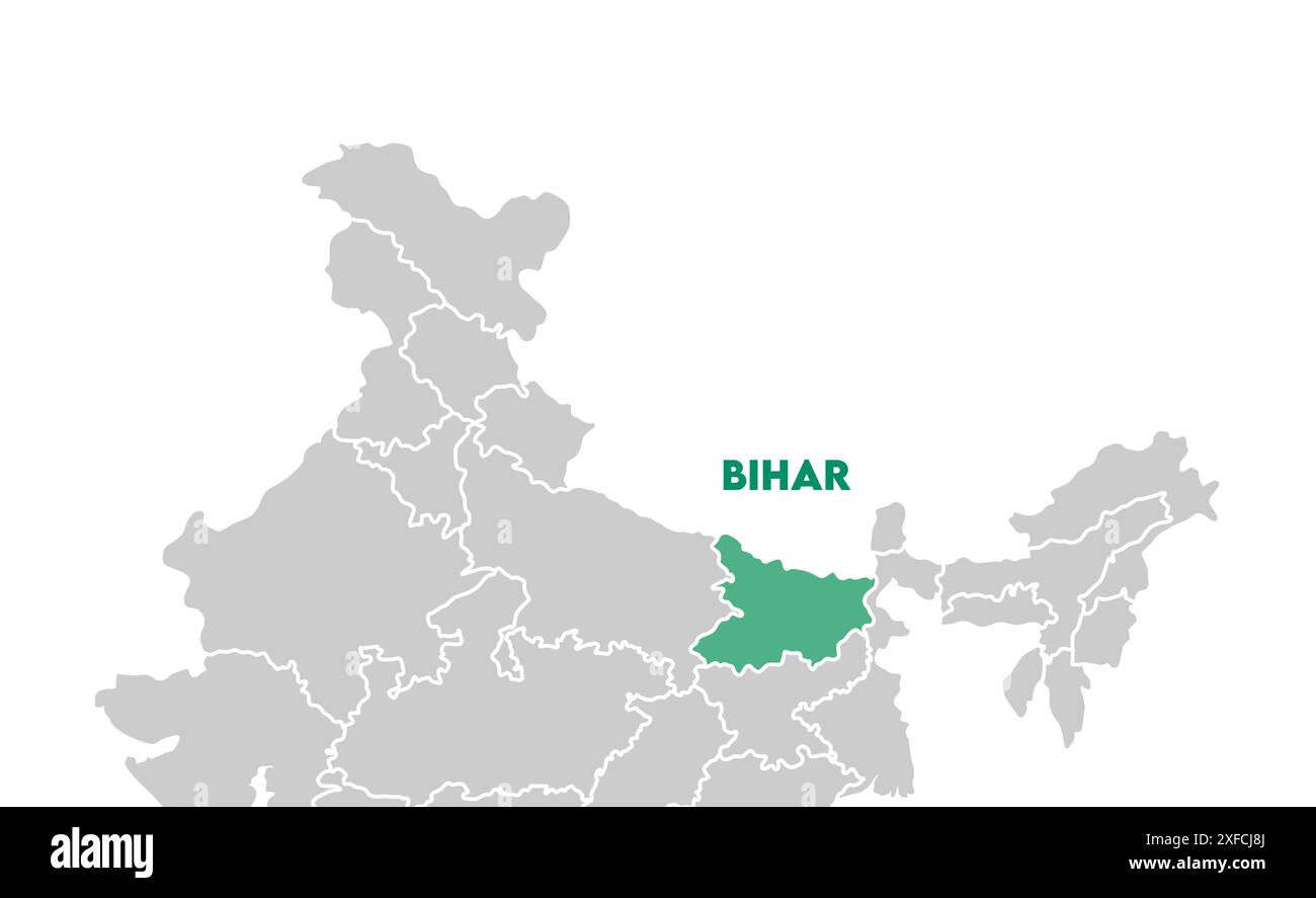 Bihar Map on focus1, State of India, Republic of India, government ...