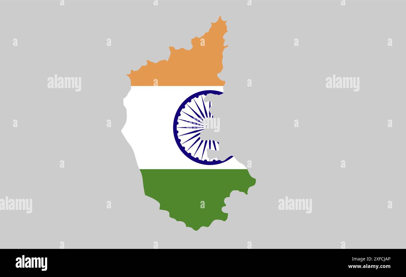 Karnataka Map with Indian flag1, State of India, Republic of India ...