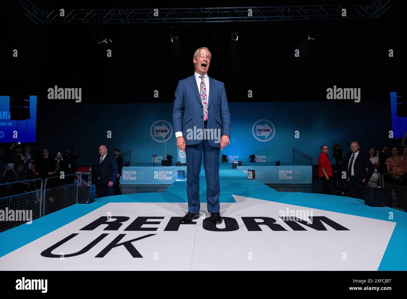 Nigel Farage Party leader at ‘Rally for Reform' at Birmingham NEC ...