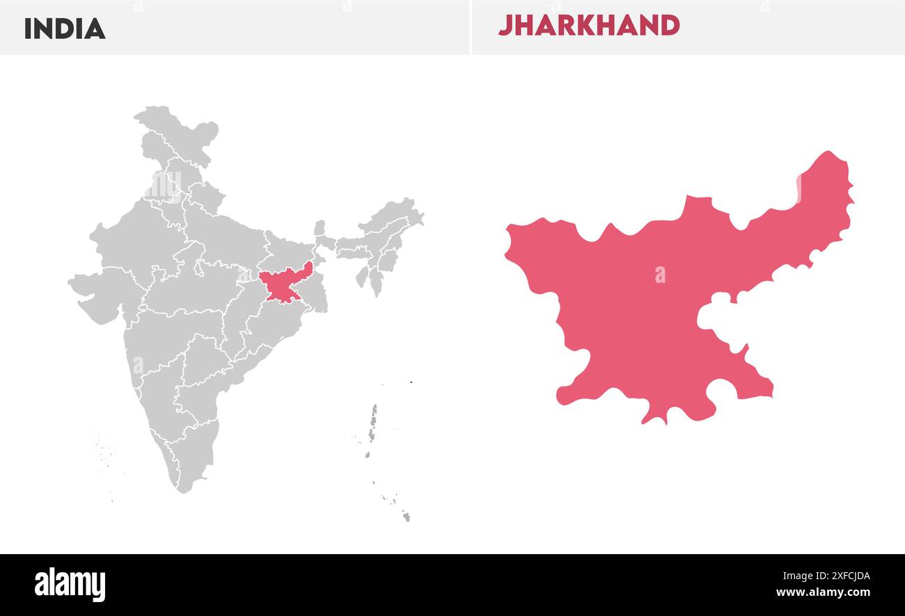 Jharkhand map illustration1, State of India, Republic of India ...