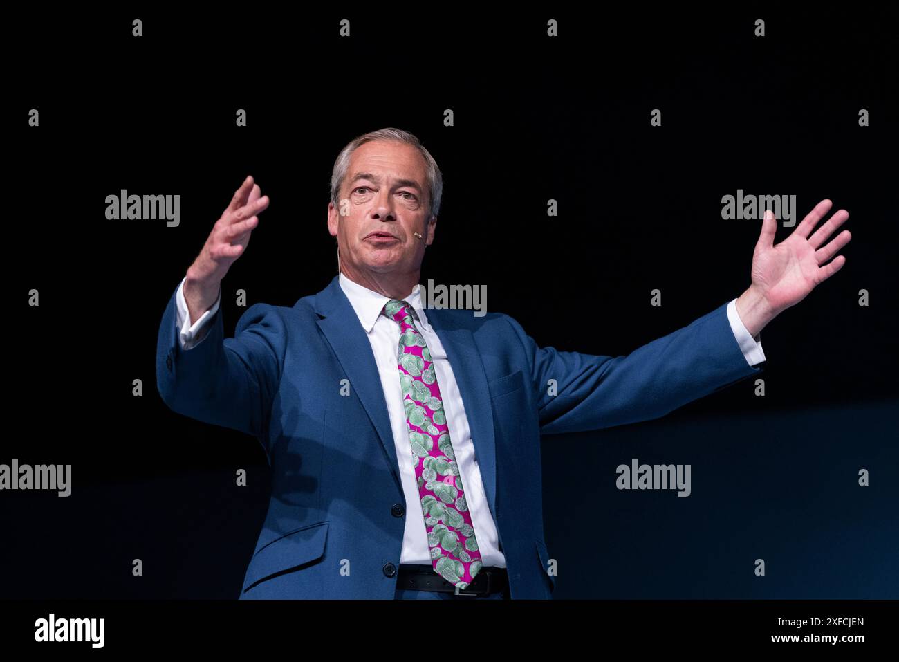 Nigel Farage Party leader at ‘Rally for Reform' at Birmingham NEC ...