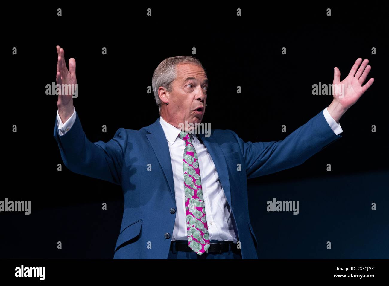 Nigel Farage Party leader at ‘Rally for Reform' at Birmingham NEC ...