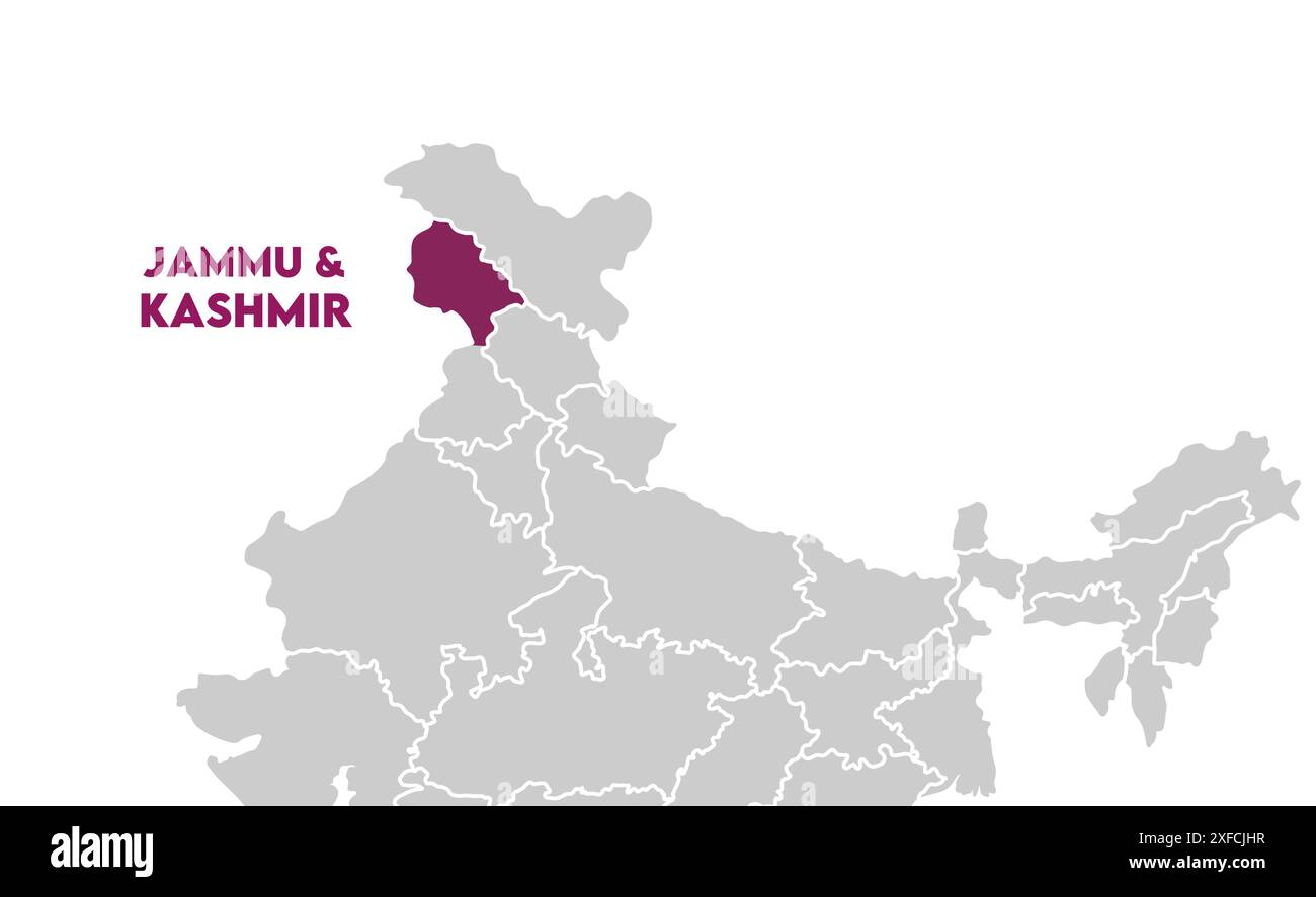 Jammu and Kashmir Map on focus1, State of India, Republic of India ...