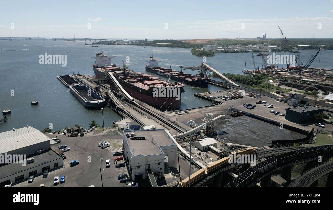 June 24, 2024, Baltimore, Maryland, USA: Two bulk carrier cargo ships ...