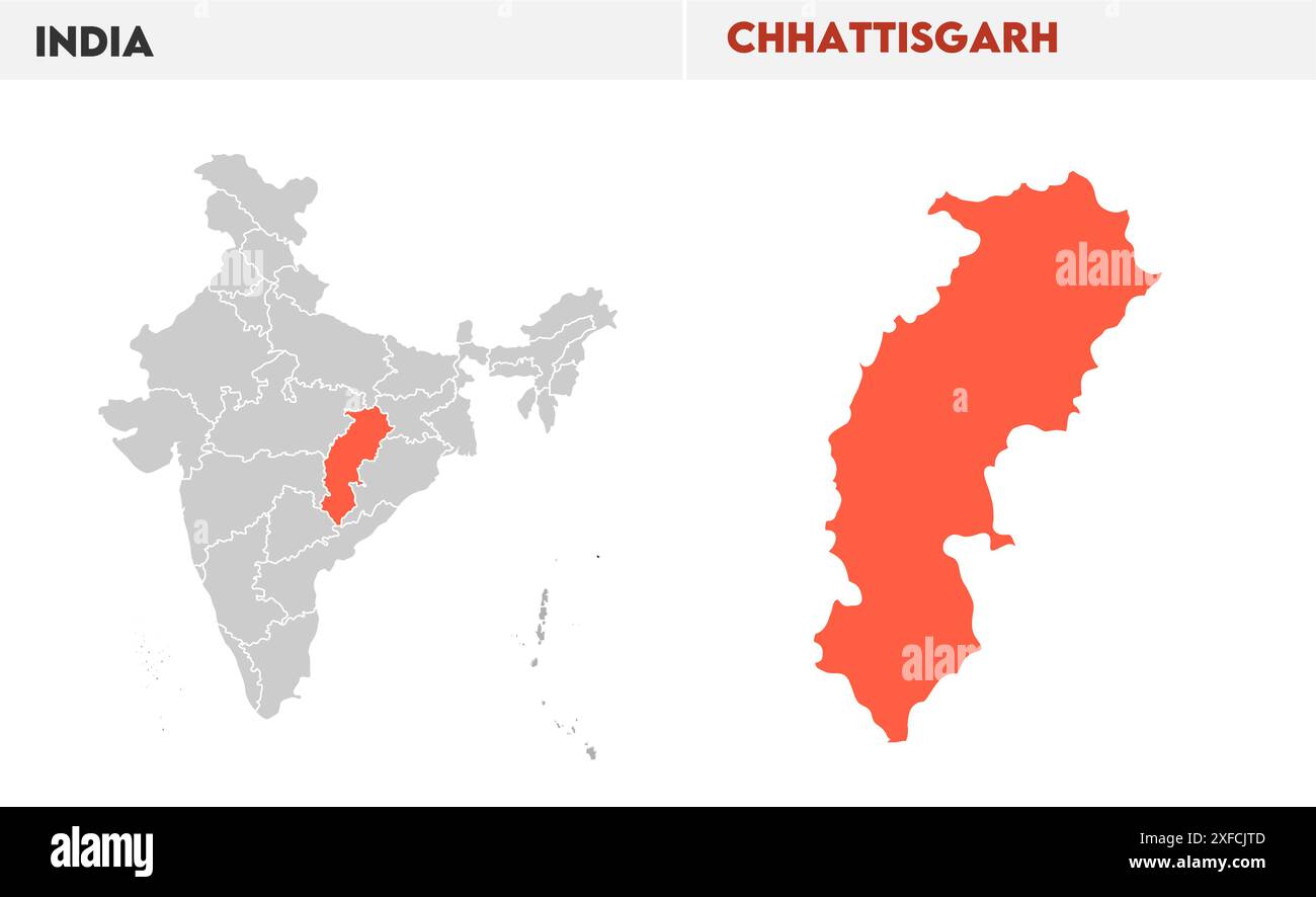 Chhattisgarh map illustration1, State of India, Republic of India ...