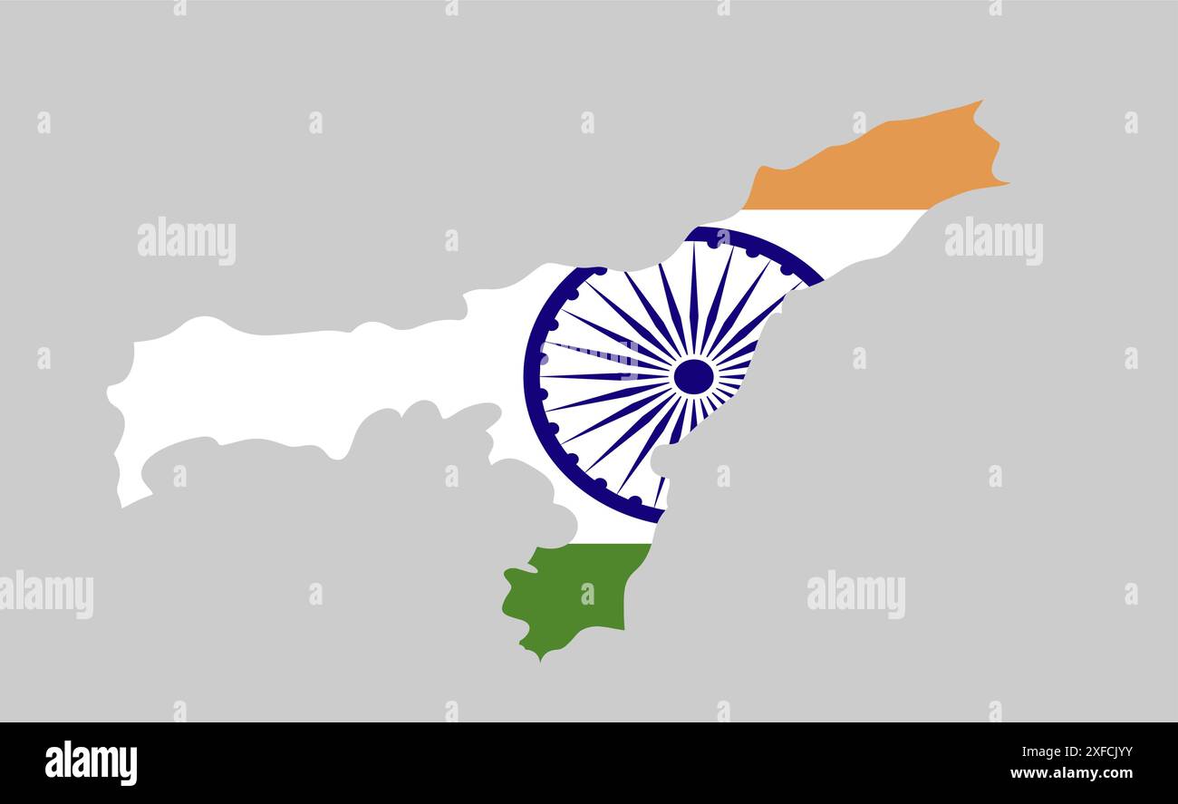 Assam Map with Indian flag1, State of India, Republic of India ...