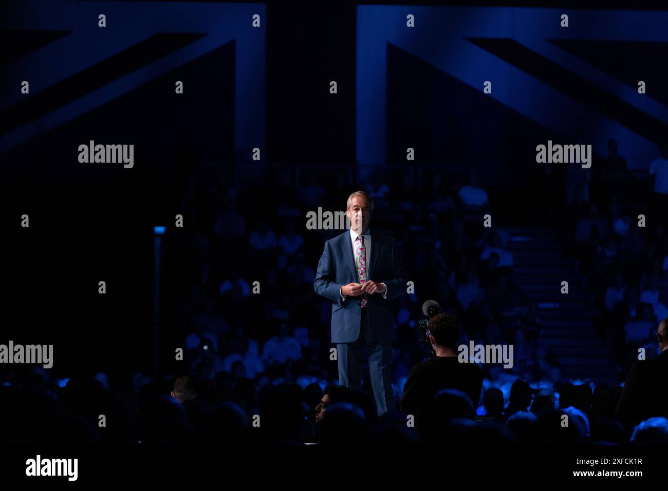 Nigel Farage Party leader at ‘Rally for Reform' at Birmingham NEC ...