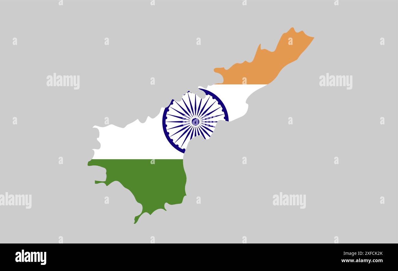 Andhra Pradesh map with Indian flag1, State of India, Republic of India ...