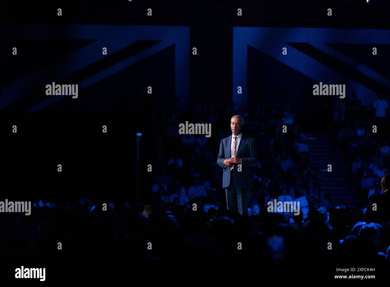 Nigel Farage Party leader at ‘Rally for Reform' at Birmingham NEC ...