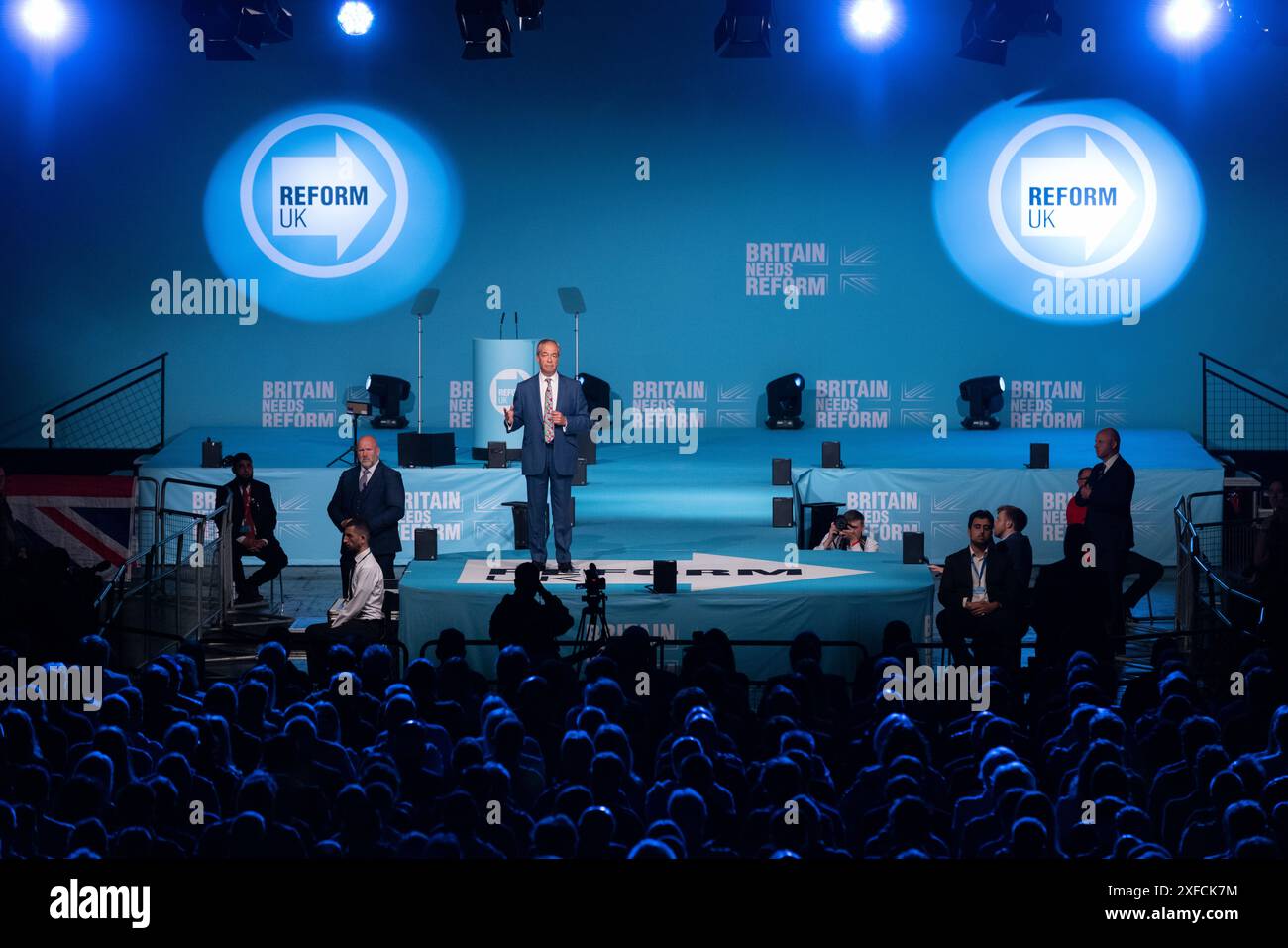 Nigel Farage Party leader at ‘Rally for Reform' at Birmingham NEC ...
