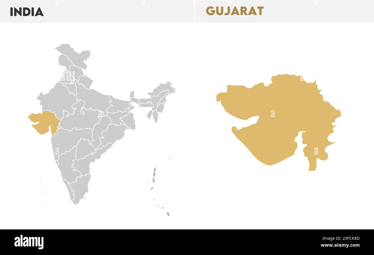Gujarat map illustration1, State of India, Republic of India ...