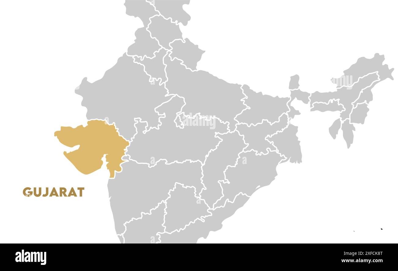 Gujarat Map on focus1, State of India, Republic of India, government ...