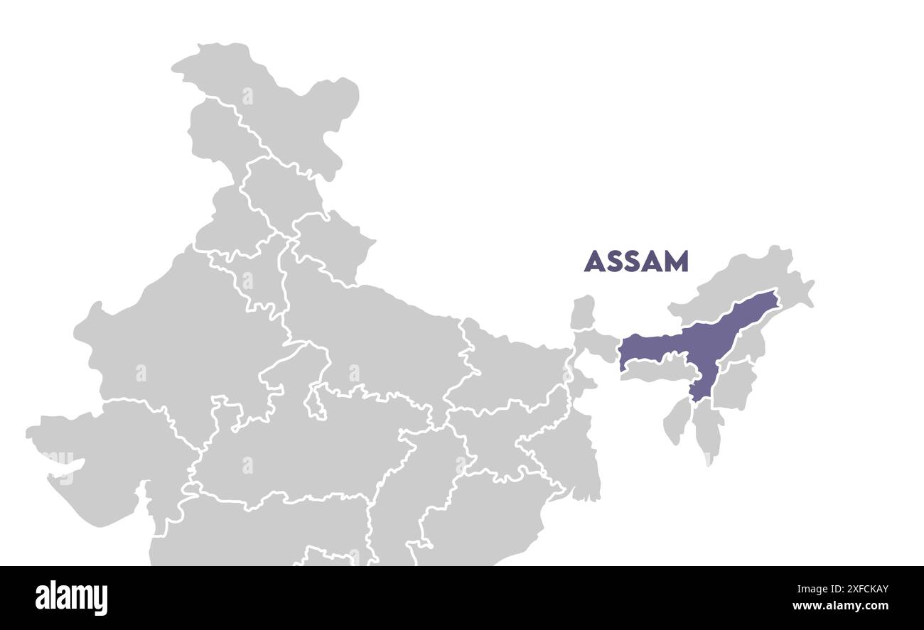 Assam Map on focus1, State of India, Republic of India, government ...