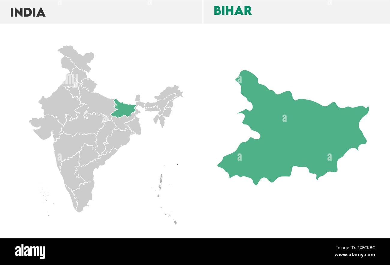 Bihar map illustration1, State of India, Republic of India, government, Political map, modern ...